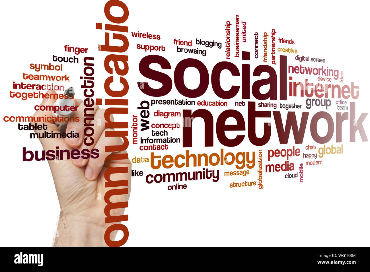 Social network word cloud concept Stock Photo - Alamy
