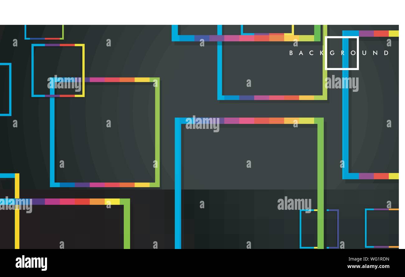 Vector Modern Abstract Squares Backgrounds . with a black and rainbow color gradient. eps 10 ...