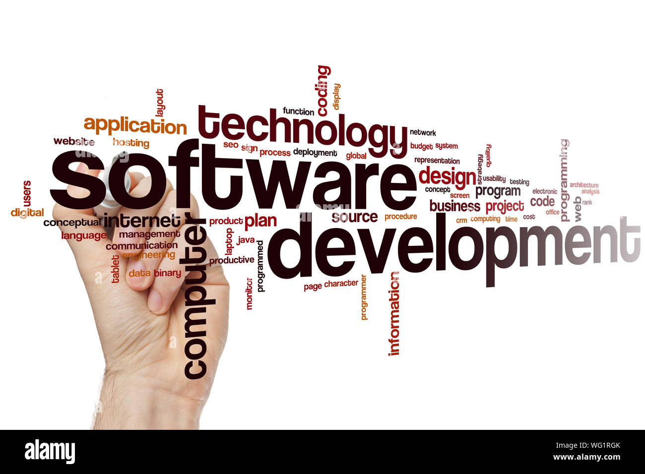 Software development word cloud concept Stock Photo - Alamy