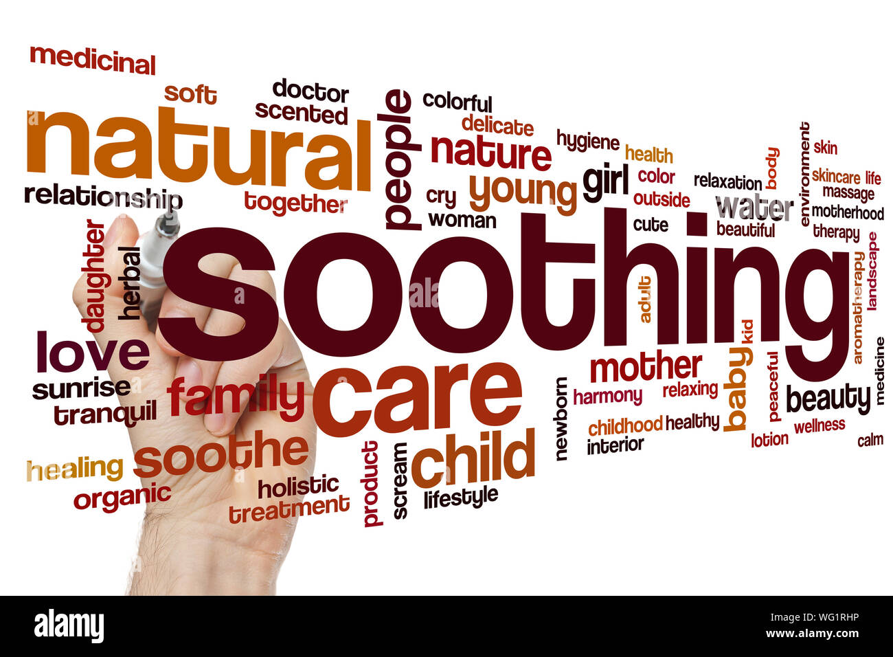 Soothing word cloud concept Stock Photo - Alamy