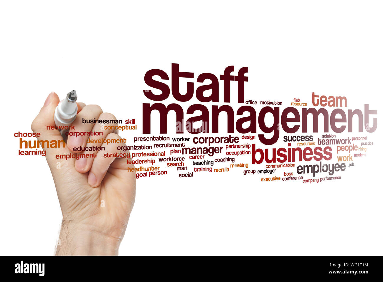 Staff management word cloud concept Stock Photo - Alamy