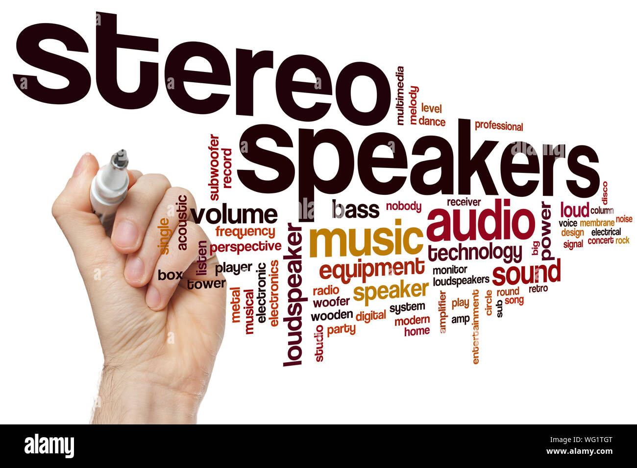 Stereo speakers word cloud concept Stock Photo - Alamy