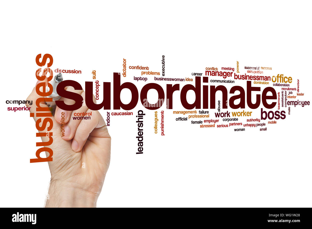 Subordinate word cloud concept Stock Photo - Alamy