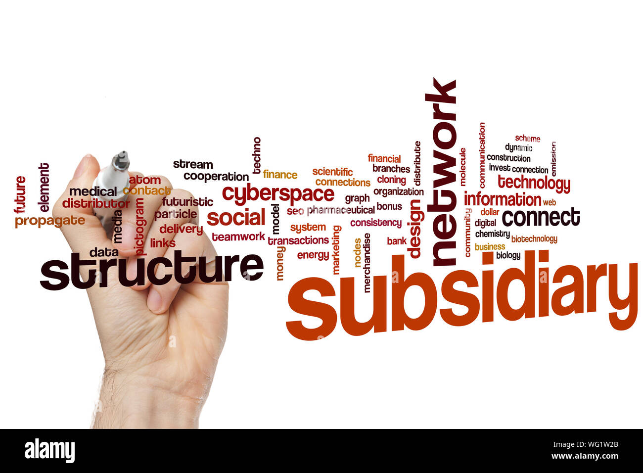 Subsidiary word cloud concept Stock Photo - Alamy