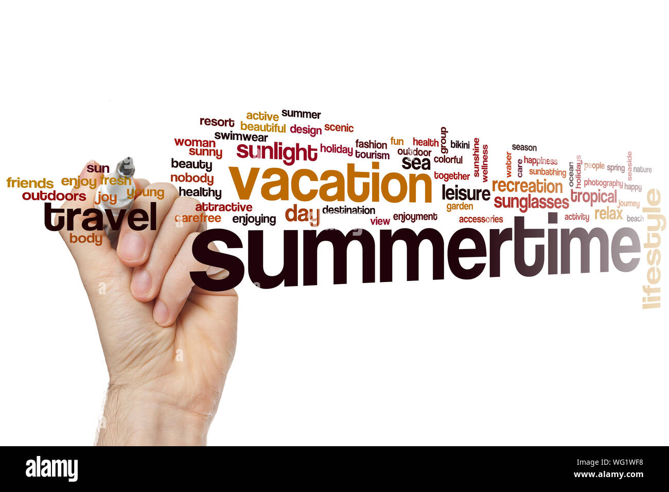 Summertime word cloud concept Stock Photo - Alamy