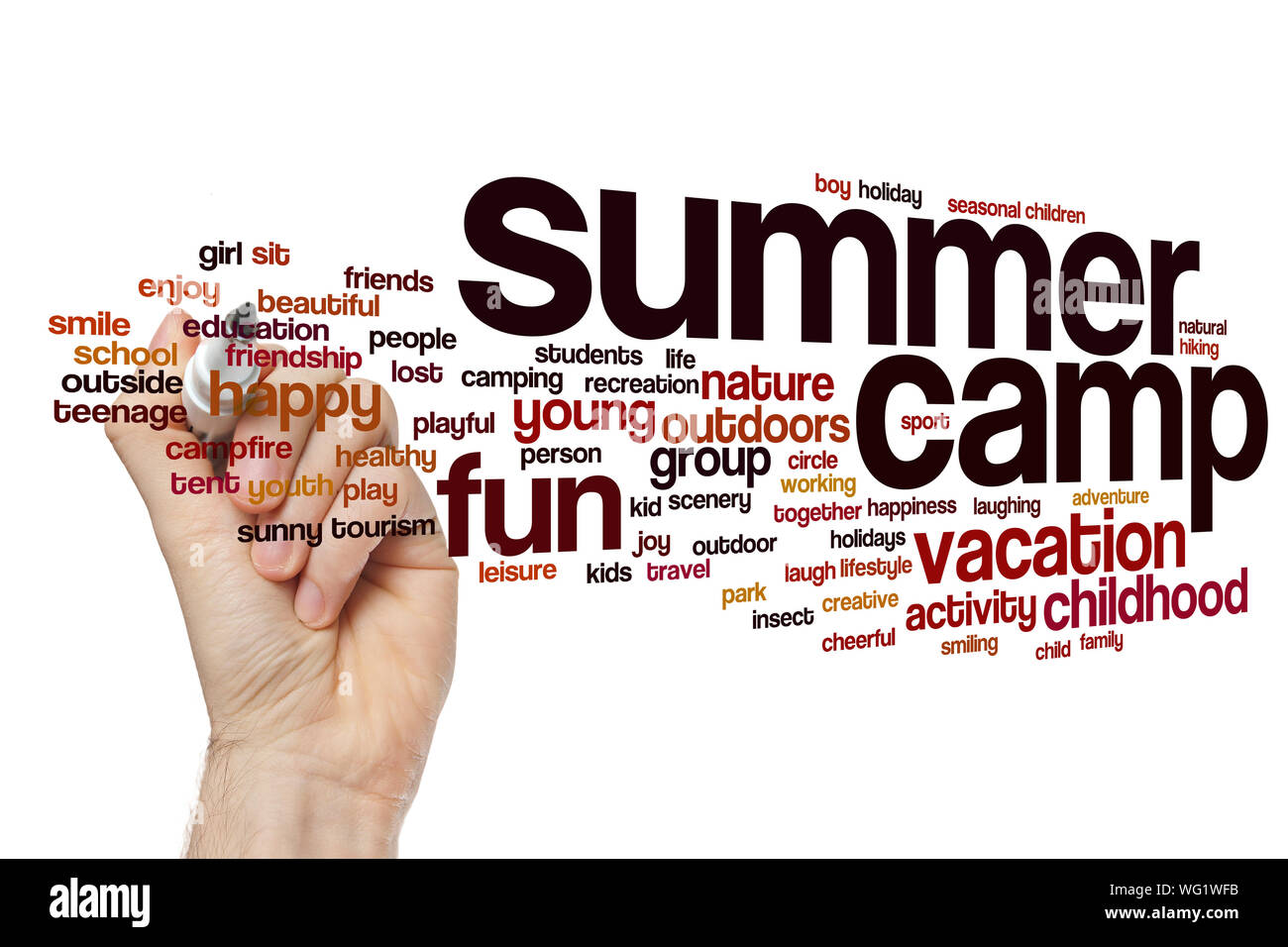 Summer camp word cloud concept Stock Photo - Alamy