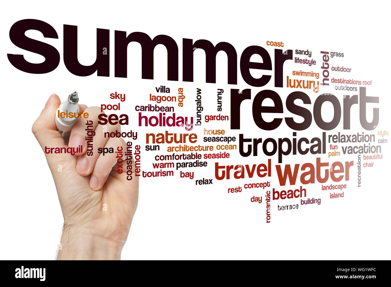 Summer resort word cloud concept Stock Photo - Alamy