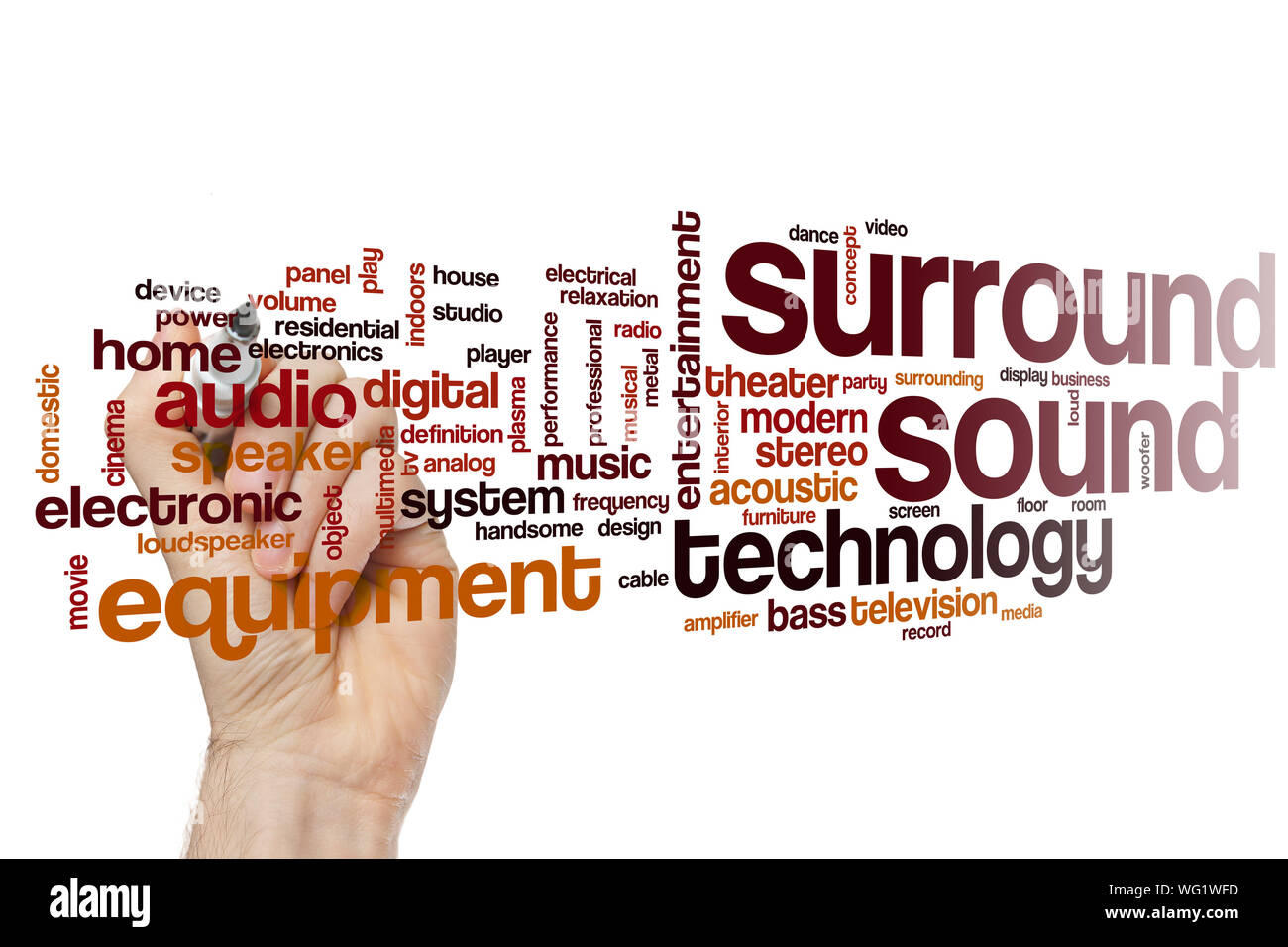 Surround sound word cloud concept Stock Photo - Alamy