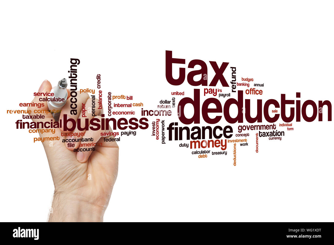 Tax deduction word cloud concept Stock Photo - Alamy