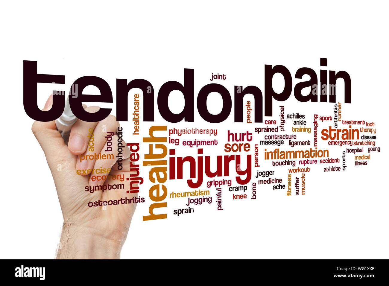 Tendon pain word cloud concept Stock Photo - Alamy
