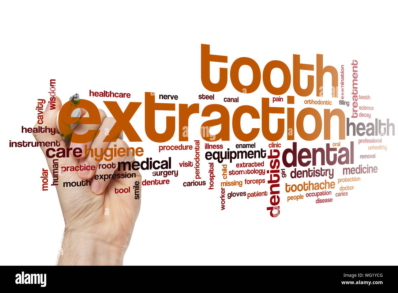 Tooth extraction word cloud concept Stock Photo - Alamy