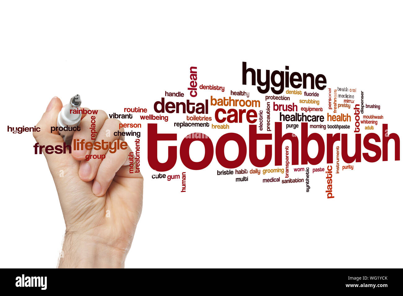 Toothbrush word cloud concept Stock Photo - Alamy