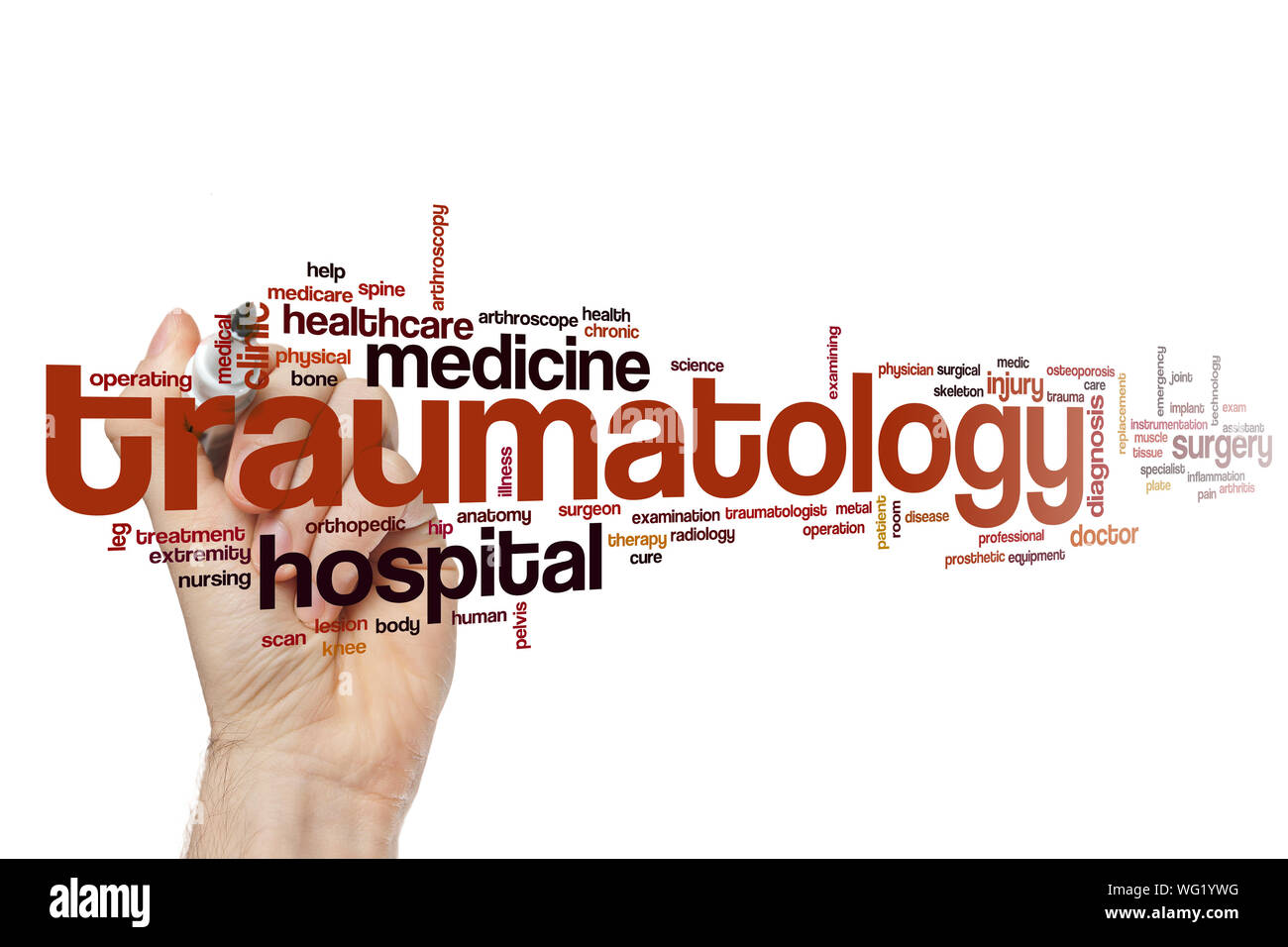 Traumatology word cloud concept Stock Photo - Alamy