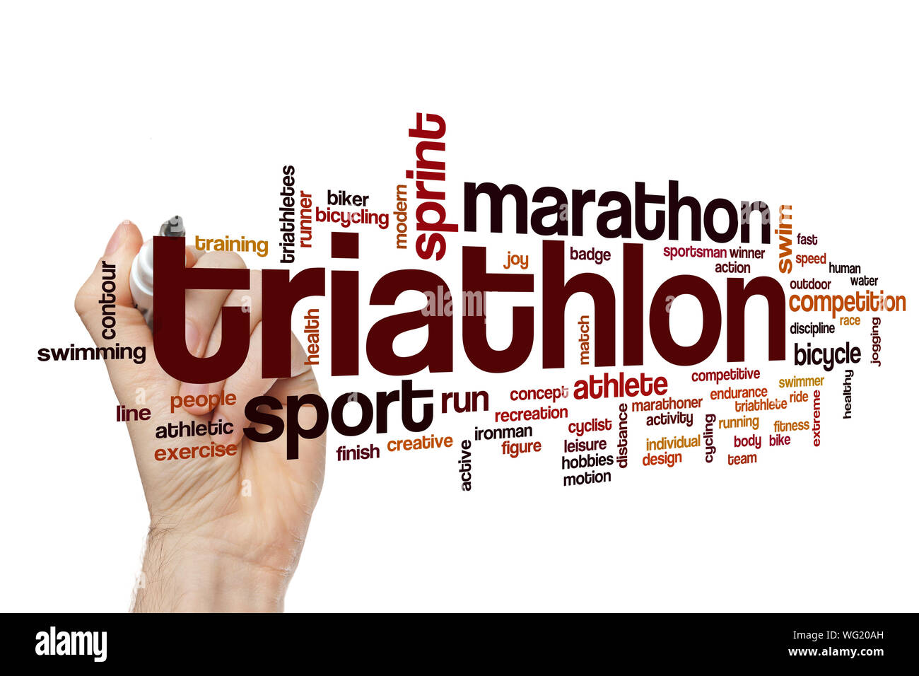 Triathlon word cloud concept Stock Photo - Alamy