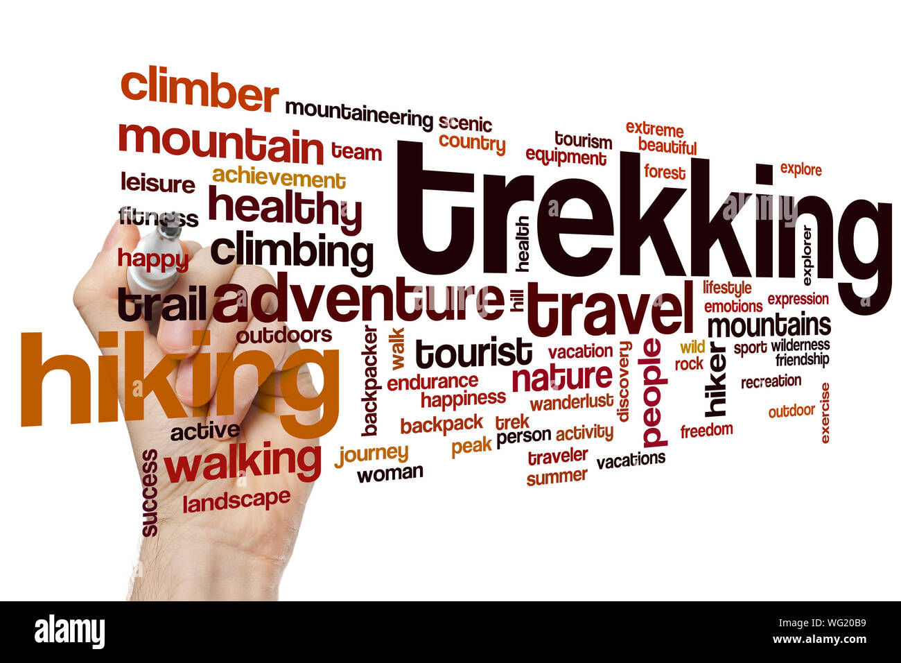 Trekking word cloud concept Stock Photo - Alamy