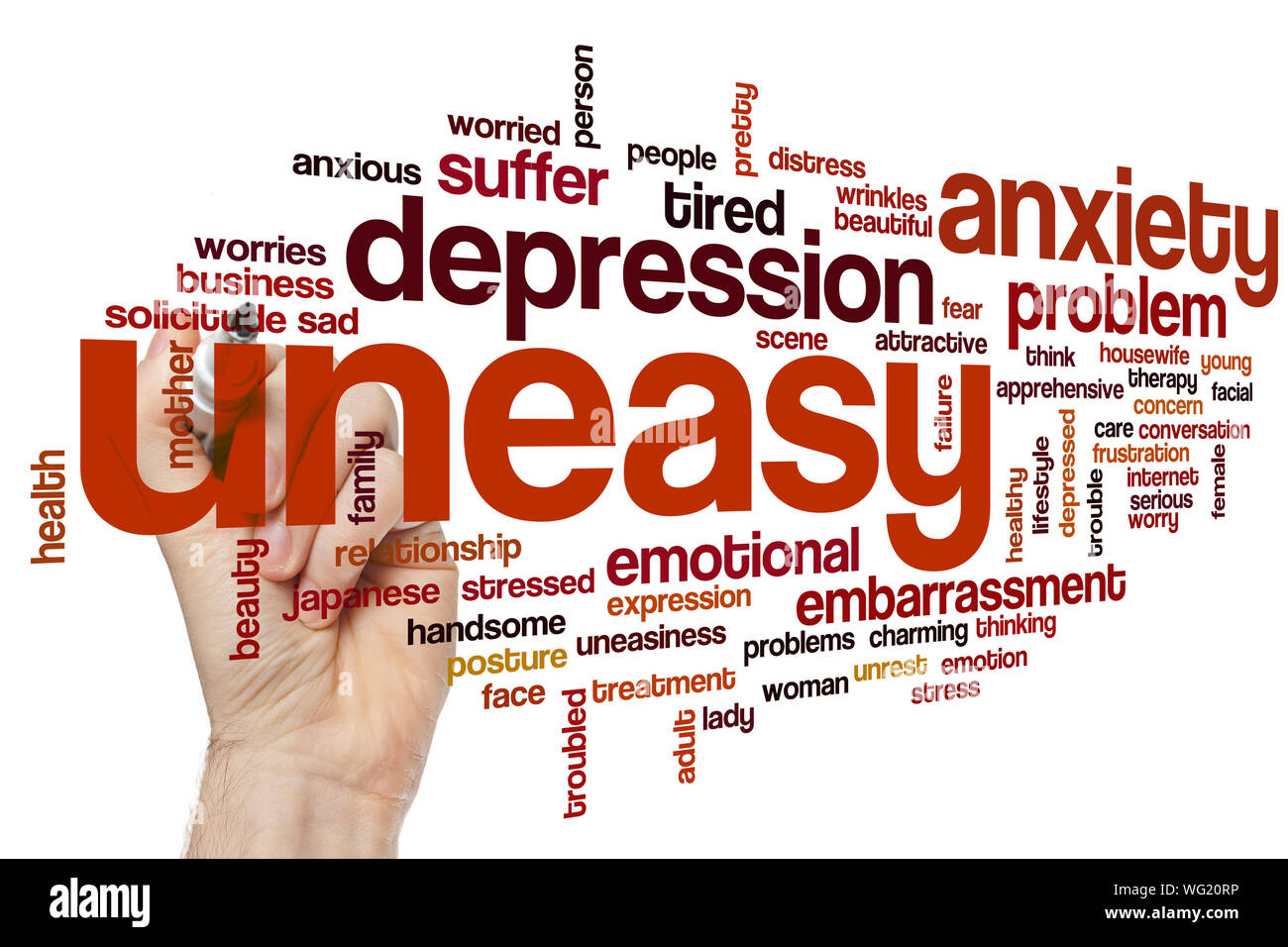 Uneasy word cloud concept Stock Photo - Alamy