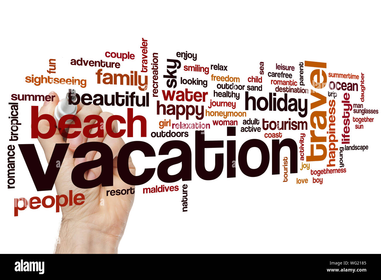 Vacation word cloud concept Stock Photo - Alamy