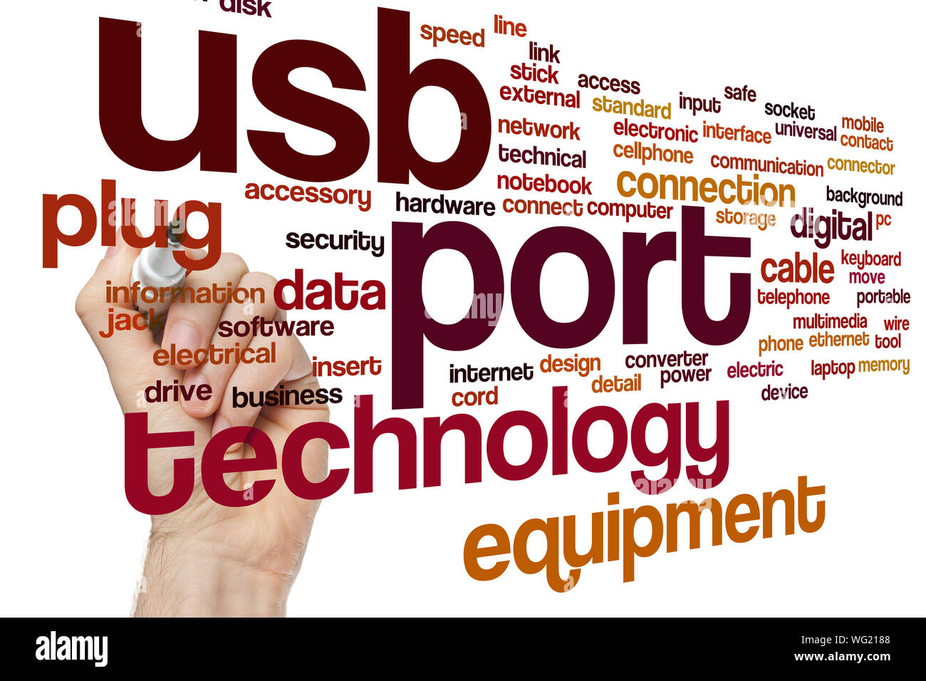 USB port word cloud concept Stock Photo - Alamy