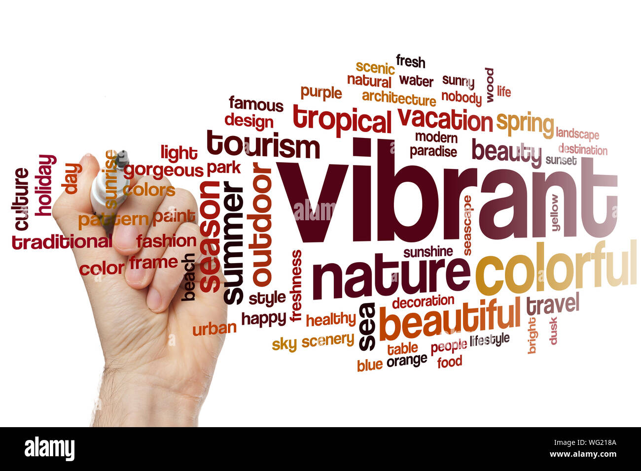Vibrant word cloud concept Stock Photo - Alamy