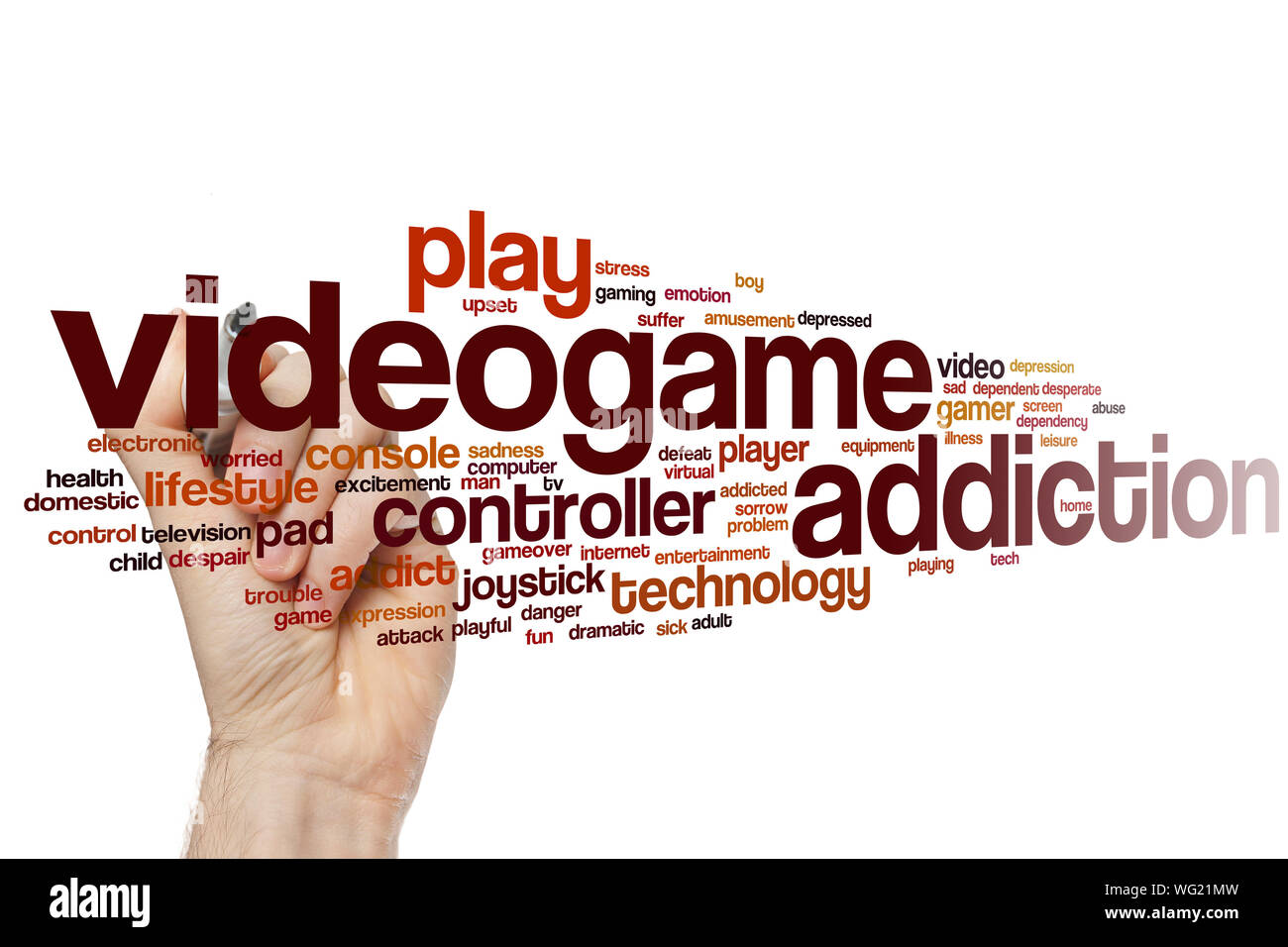 Videogame addiction word cloud concept Stock Photo - Alamy