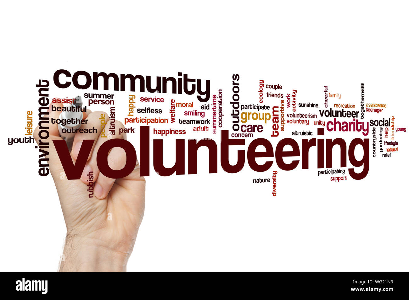 Volunteering word cloud concept Stock Photo - Alamy