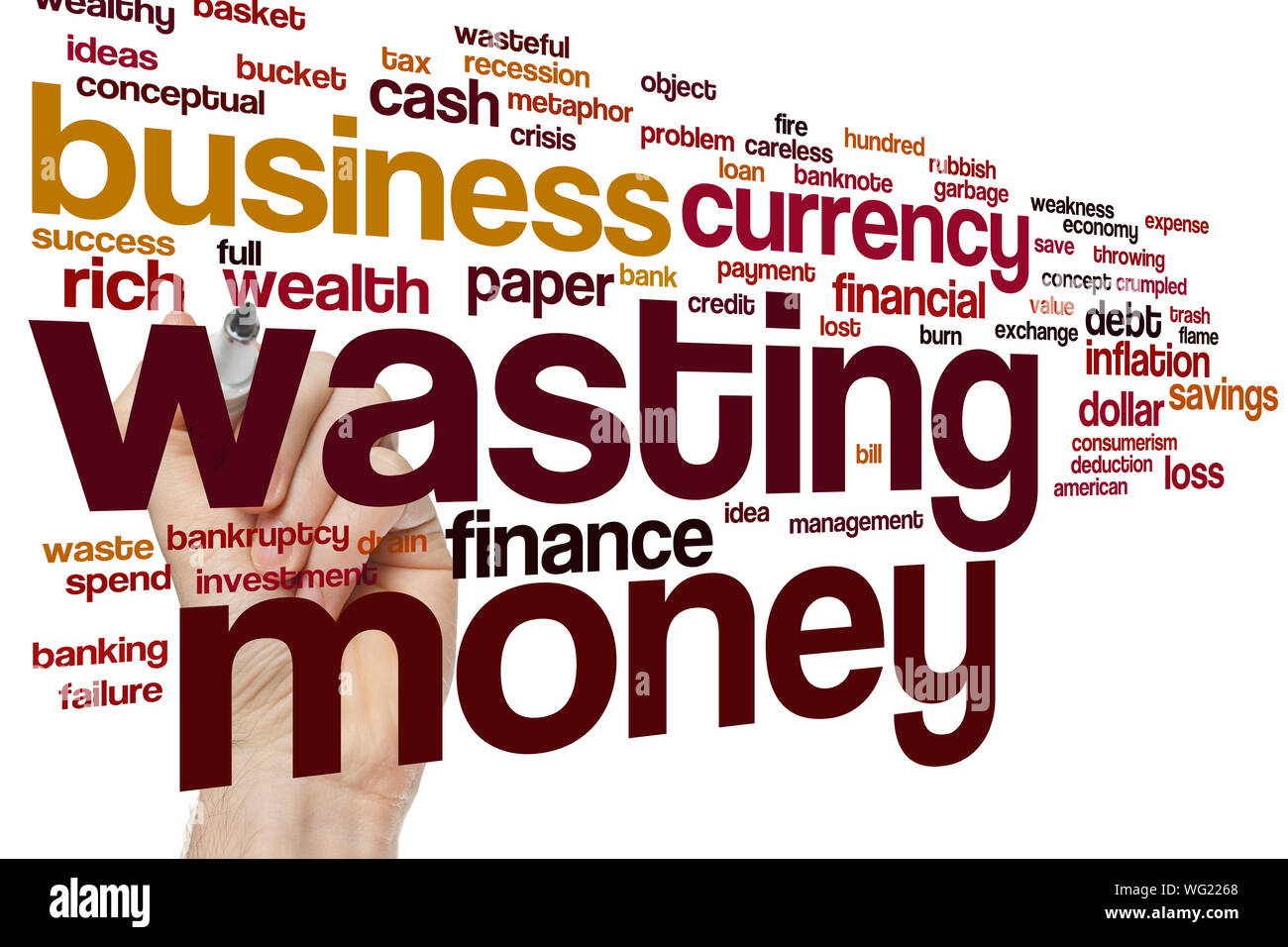 Wasting money word cloud concept Stock Photo - Alamy