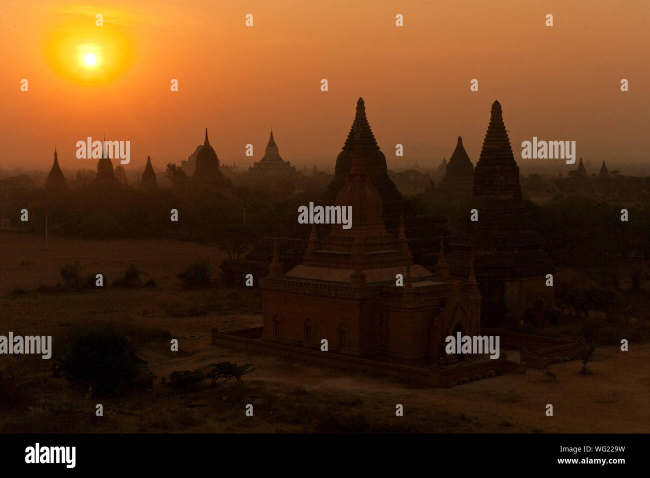 Bagan Temples, Burma, Myanmar at Sunrise, Horizontal Stock Photo - Alamy