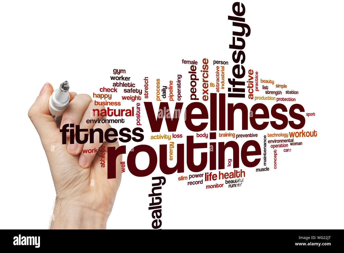Wellness routine word cloud concept Stock Photo - Alamy