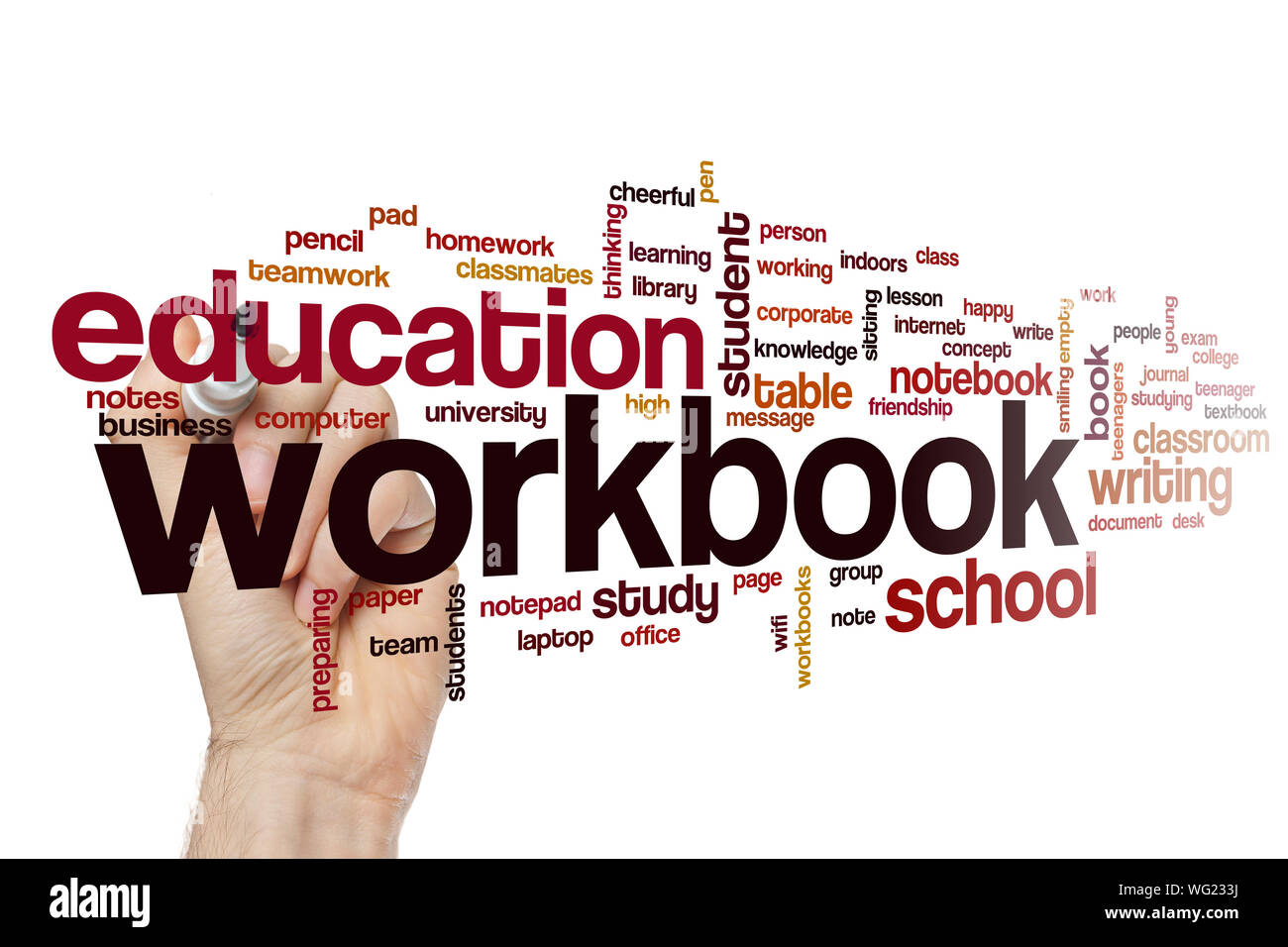 Workbook word cloud concept Stock Photo - Alamy