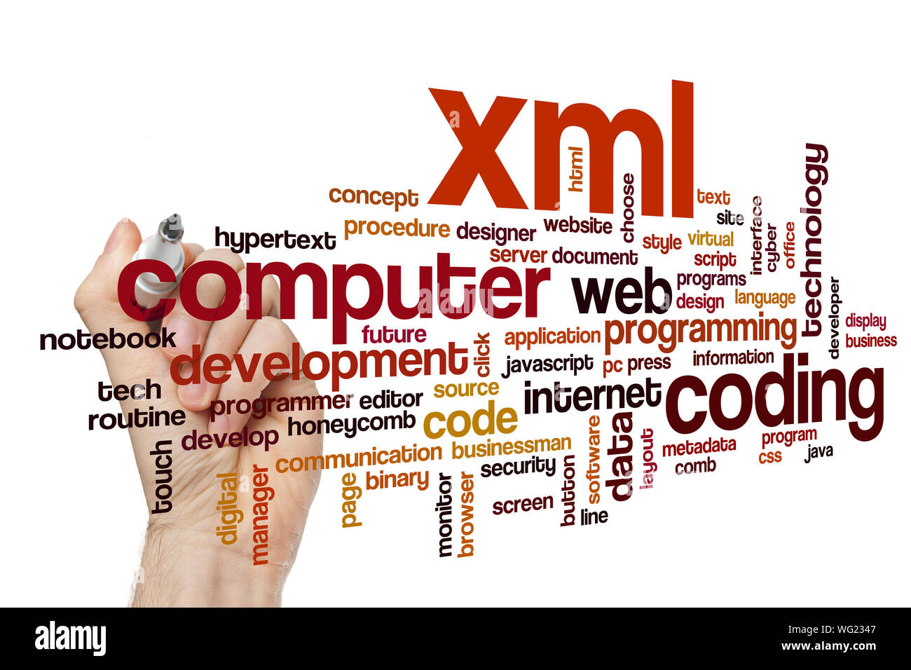 XML word cloud concept Stock Photo - Alamy