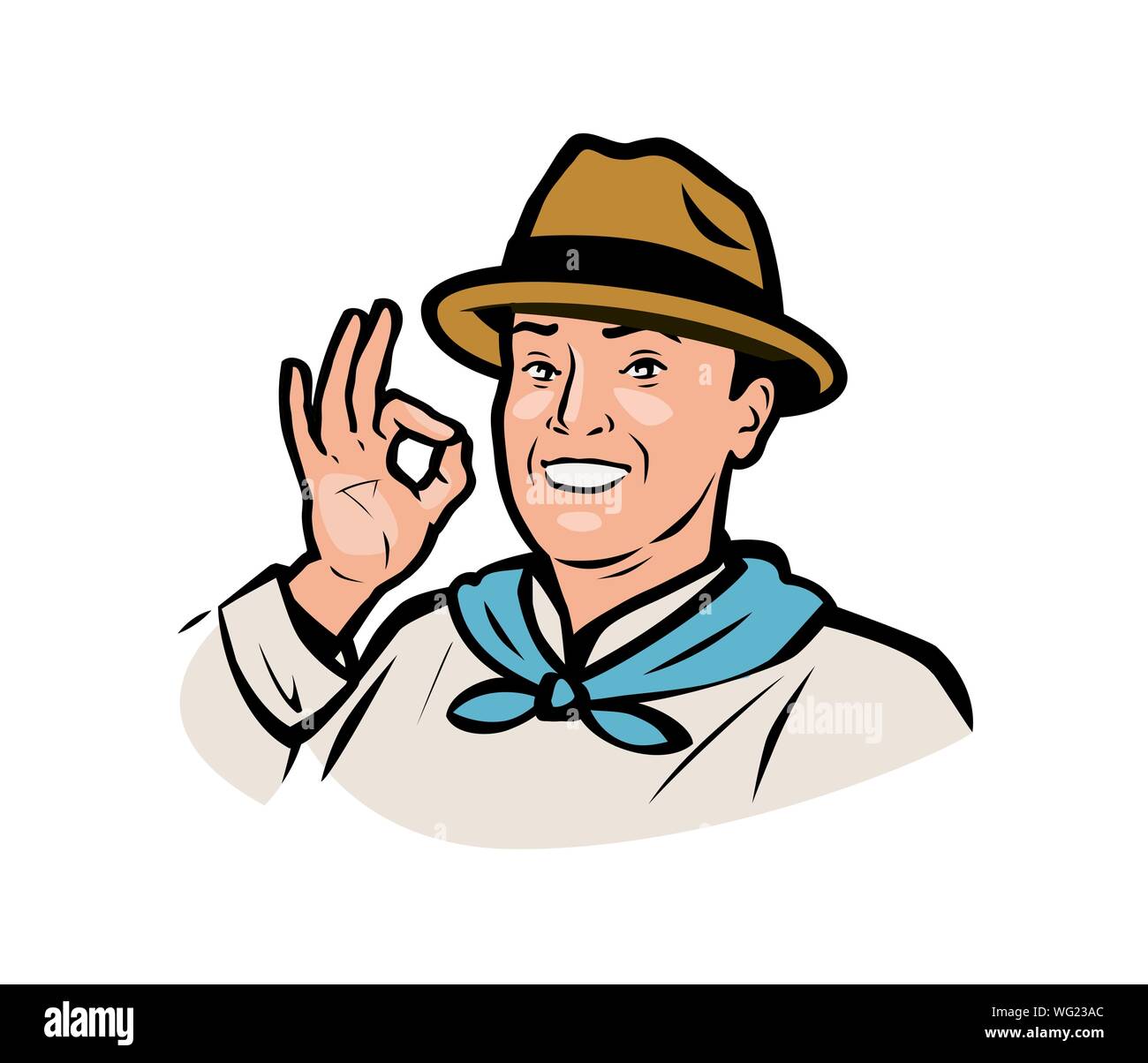 Farmer logo. Funny adult man in a hat. Vector illustration Stock Vector ...