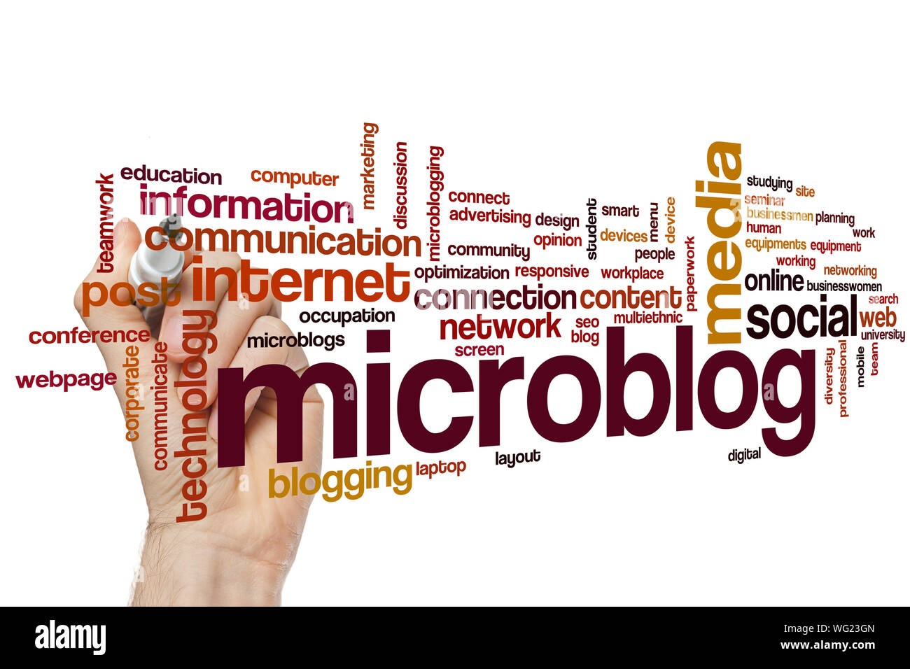 Microblog word cloud concept Stock Photo - Alamy