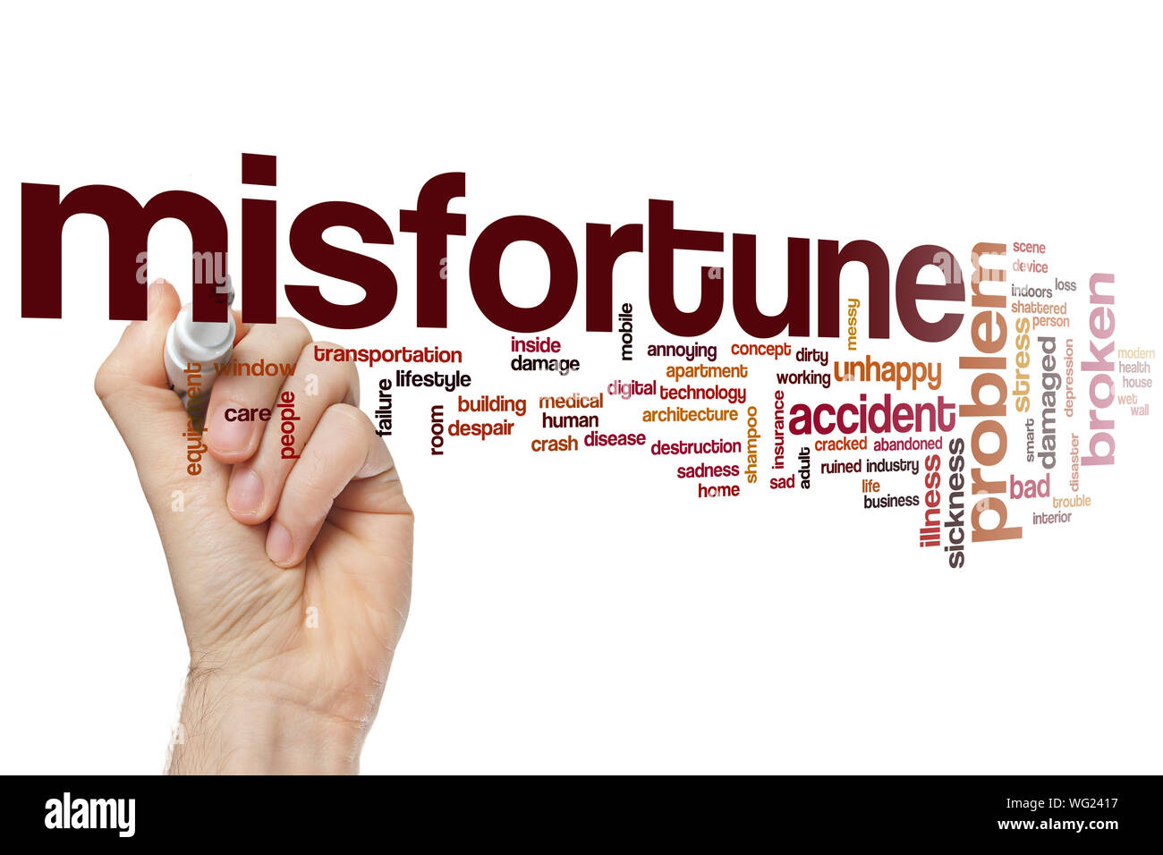Misfortune word cloud concept Stock Photo - Alamy