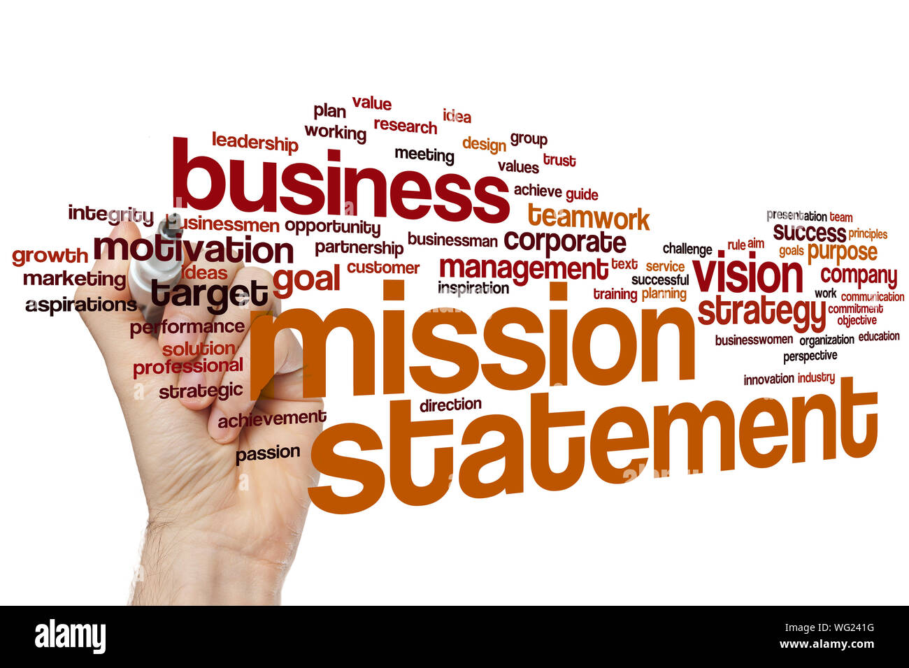 Mission statement word cloud concept Stock Photo - Alamy