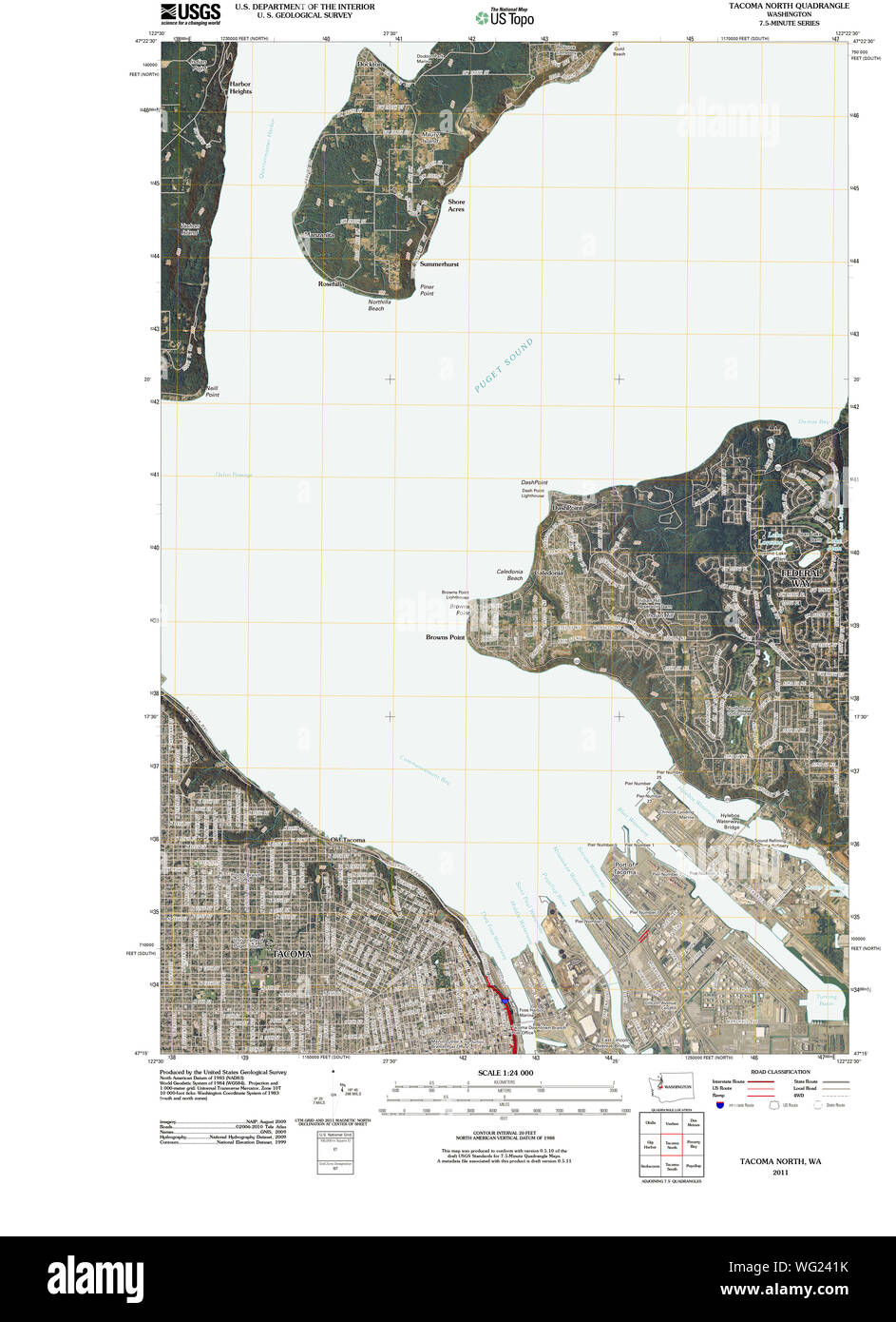 USGS Topo Map Washington State WA Tacoma North 20110519 TM Restoration ...