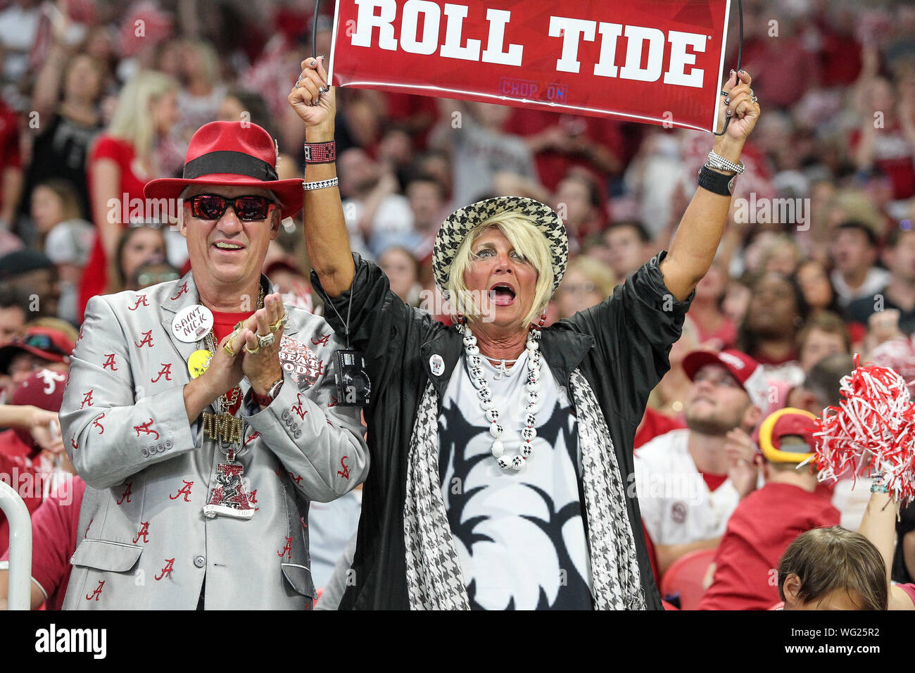 August 31, 2019: Committed Alabama fans at the Chick-Fil-A Kickoff Game ...