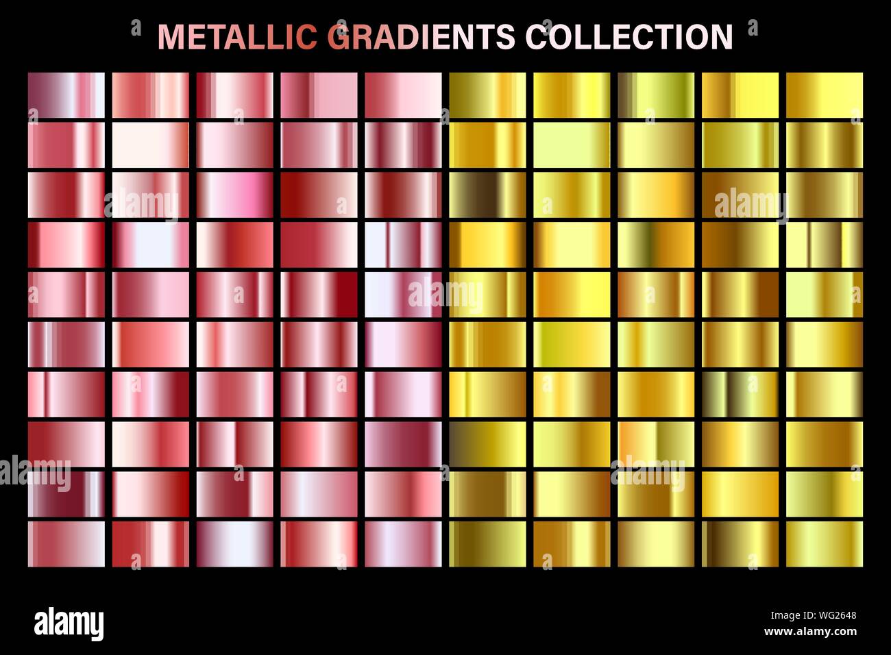 Rose gold and golden, yellow glossy gradient, metal foil texture. Color ...