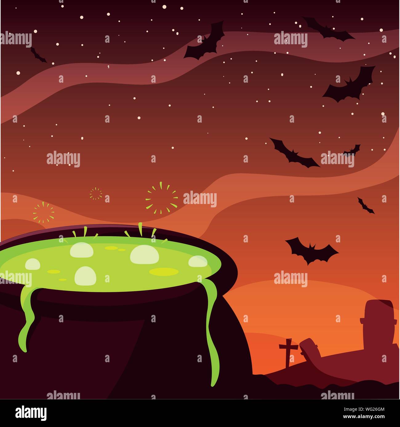 cauldron potion happy halloween celebration design vector illustration ...