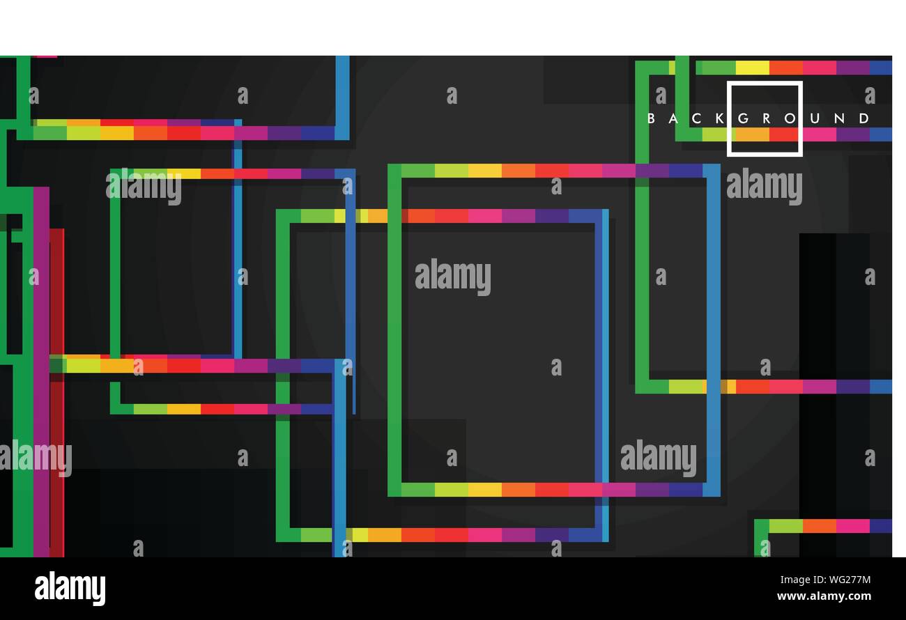 Vector Modern Abstract Squares Backgrounds . with a black and rainbow color gradient. eps 10 ...