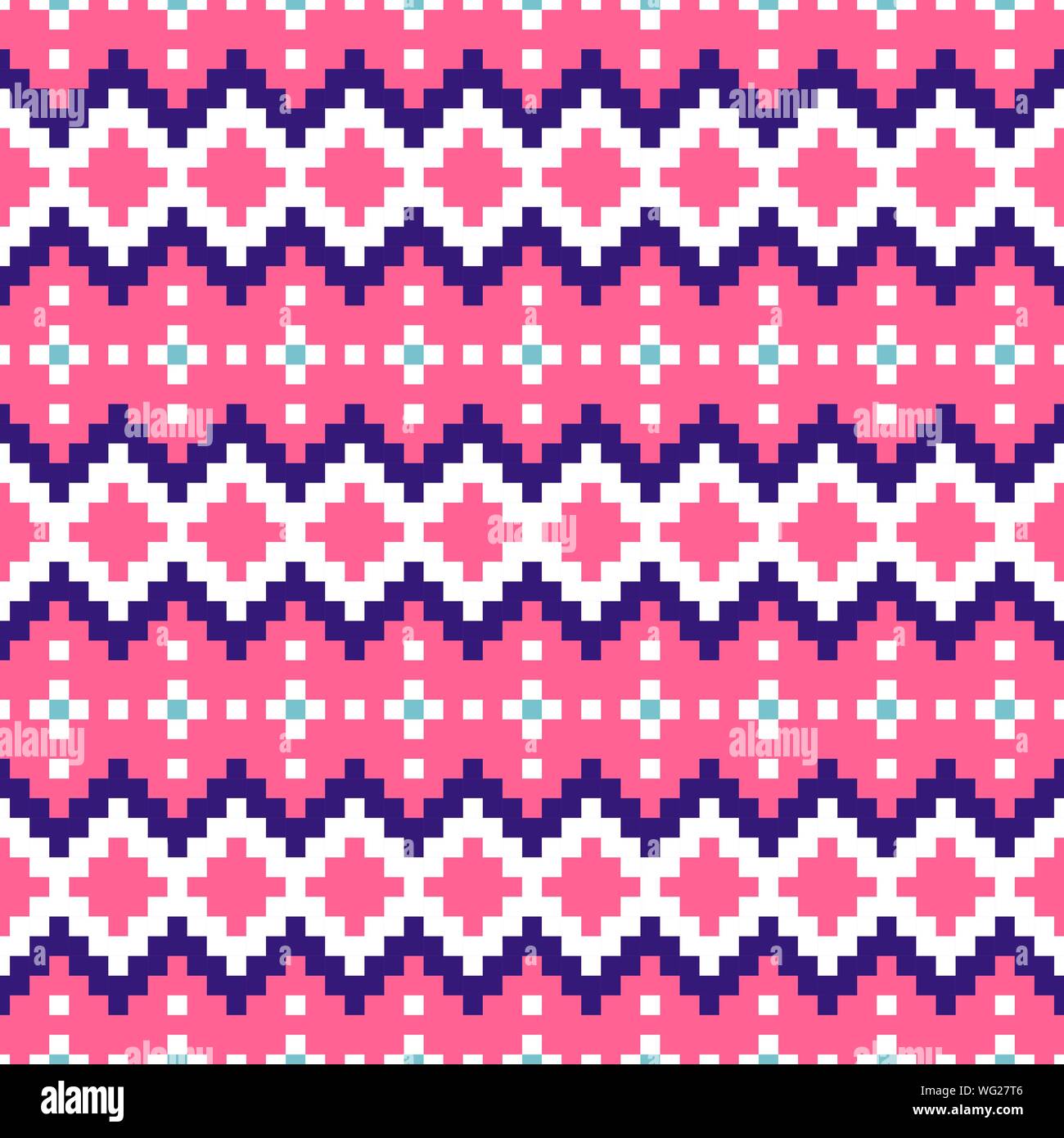 Geometric seamless pink chevron pattern pixel blocks shapes texture ...