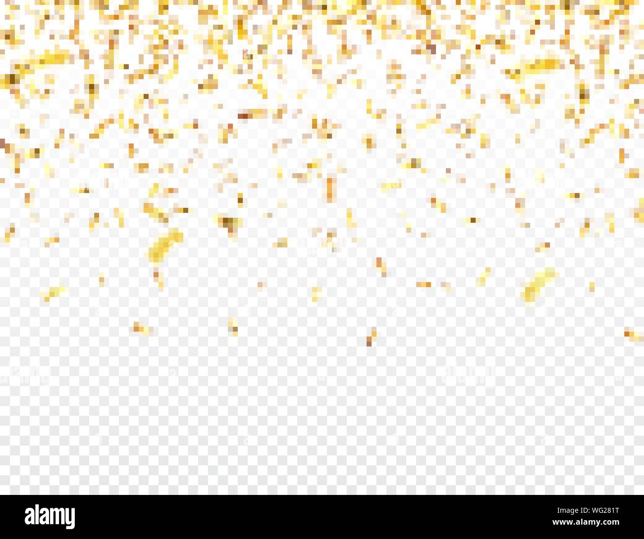 Christmas golden confetti. Falling shiny glitter in gold color. New ...