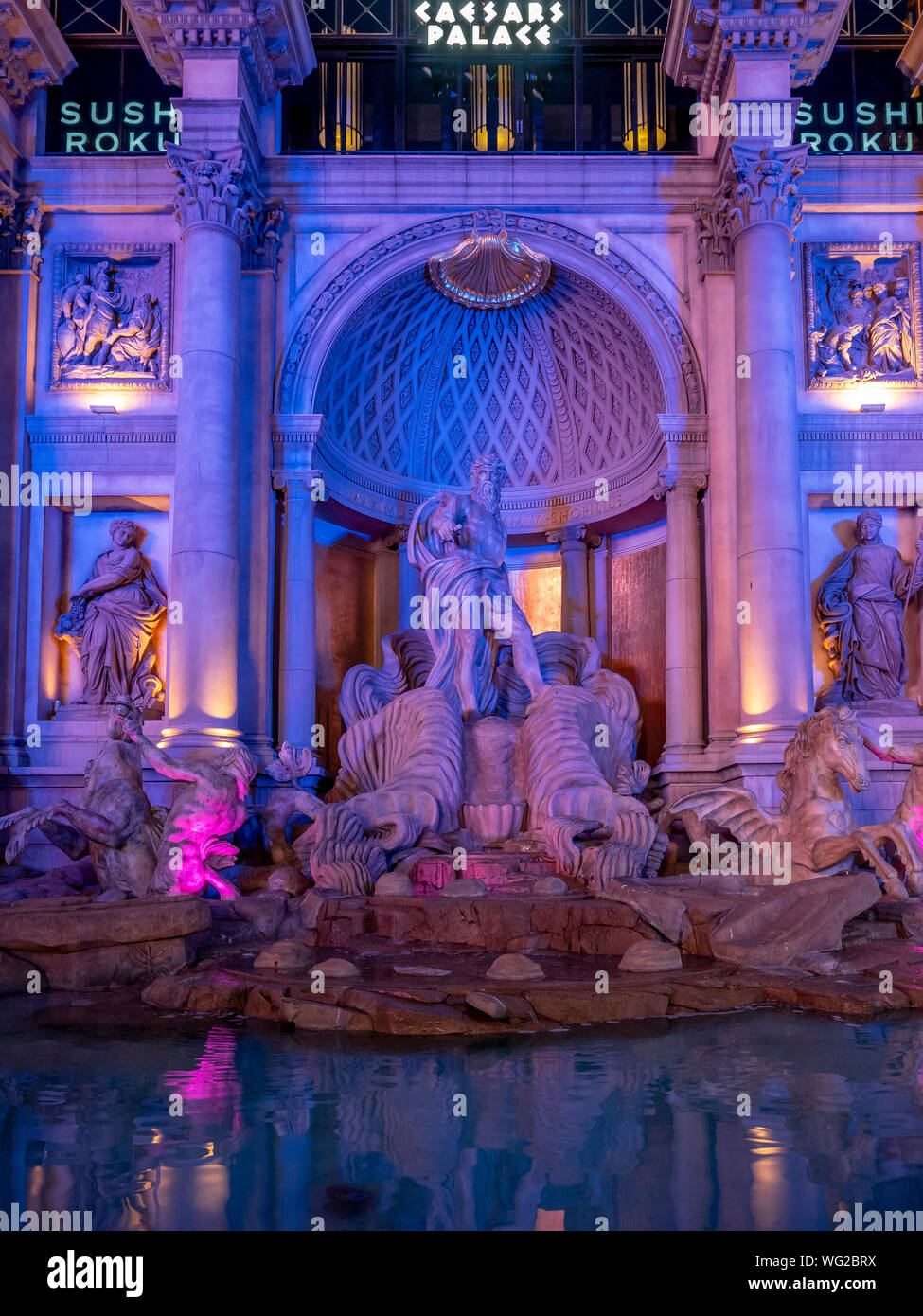 The Trevi Fountain replica at the famous Caesars Palace Hotel and ...