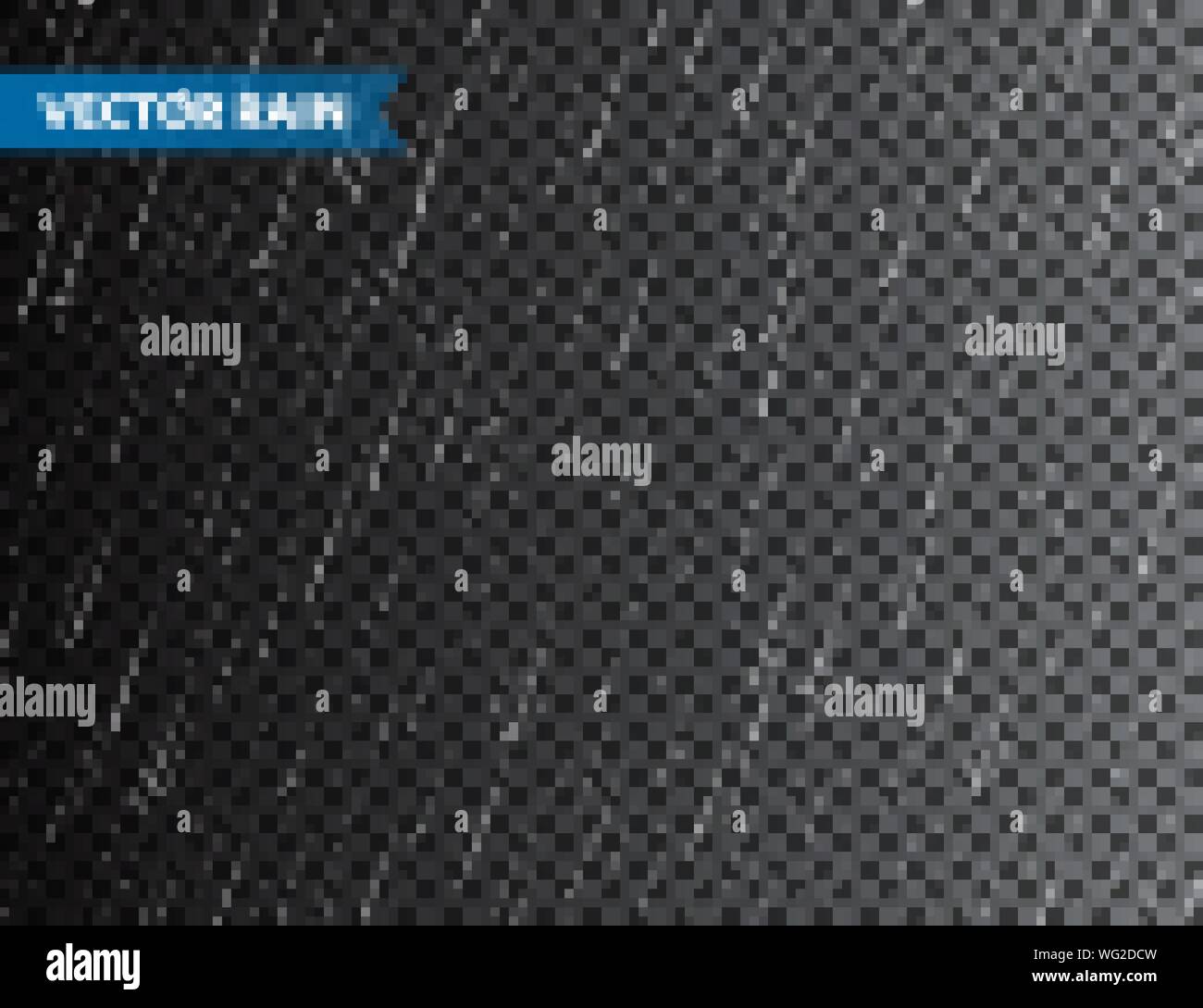 Realistic rain texture on transparent background. Rainfall, water drops ...