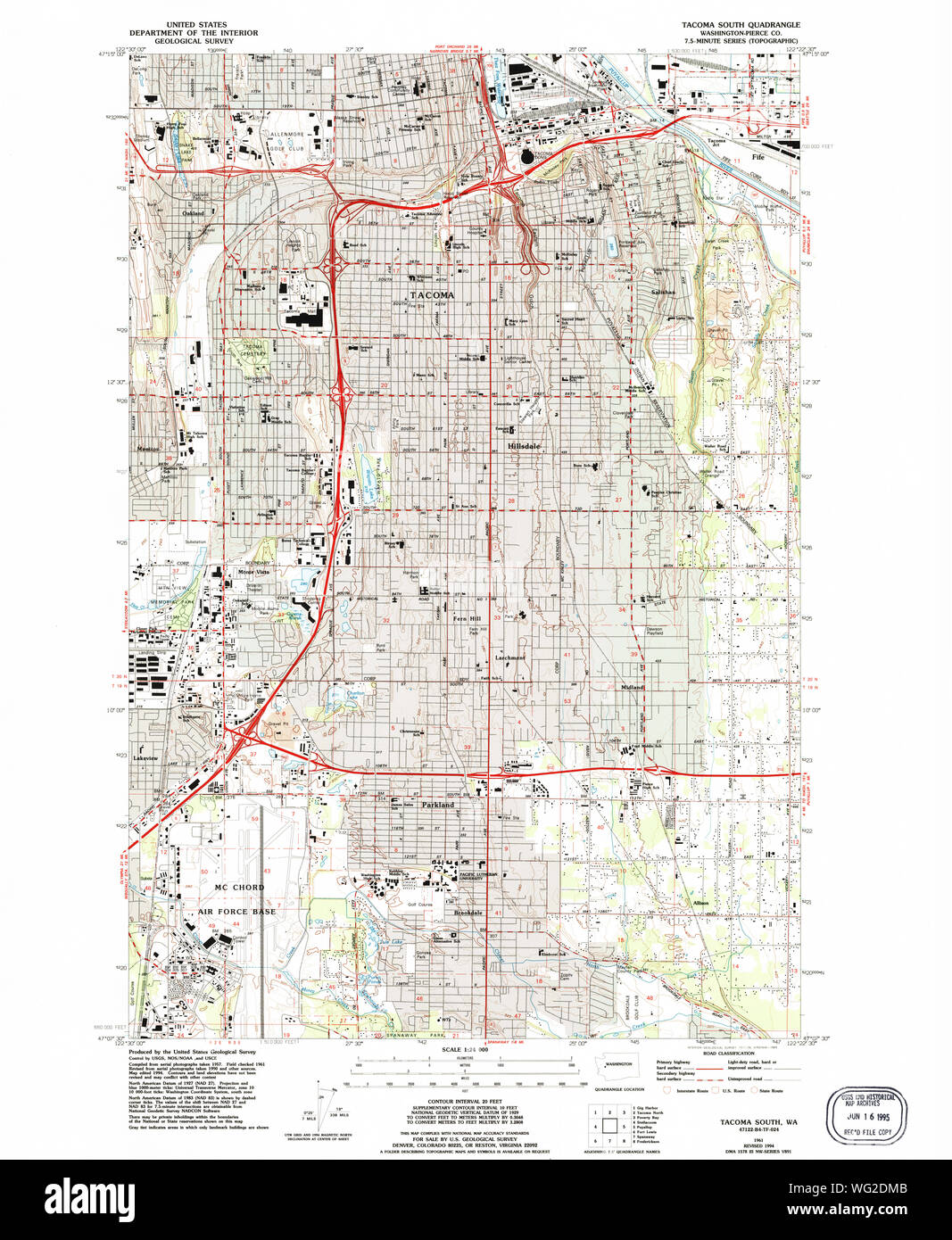 USGS Topo Map Washington State WA Tacoma South 244172 1961 24000 ...