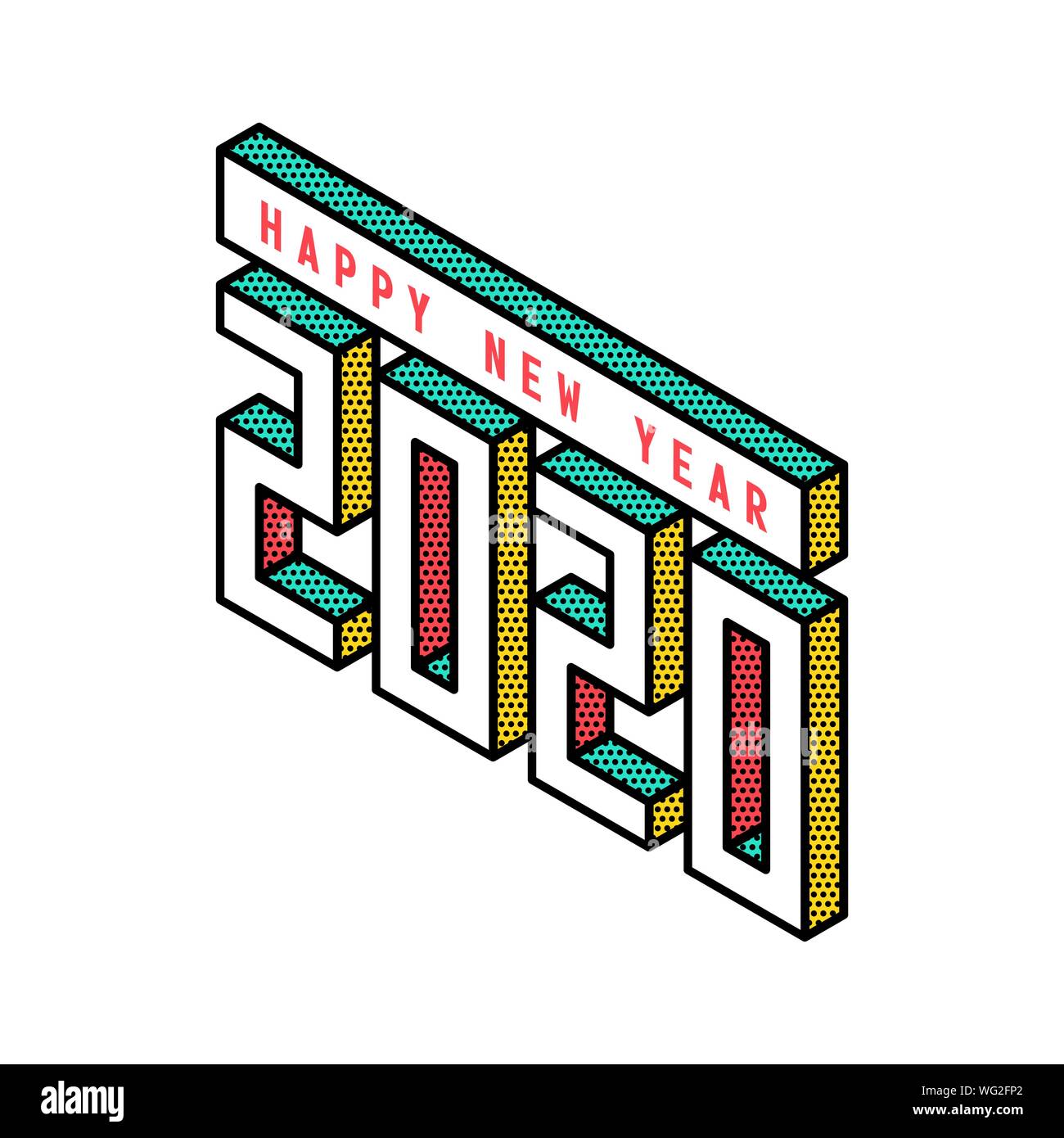 2020 New year isometric art. Minimal 2020 vector Holiday decoration ...