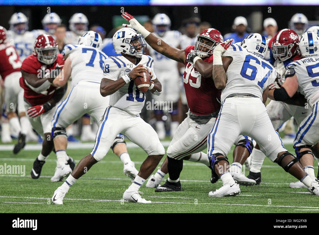 August 31, 2019: Duke's Quentin Harris (18) looks for a receiver during ...