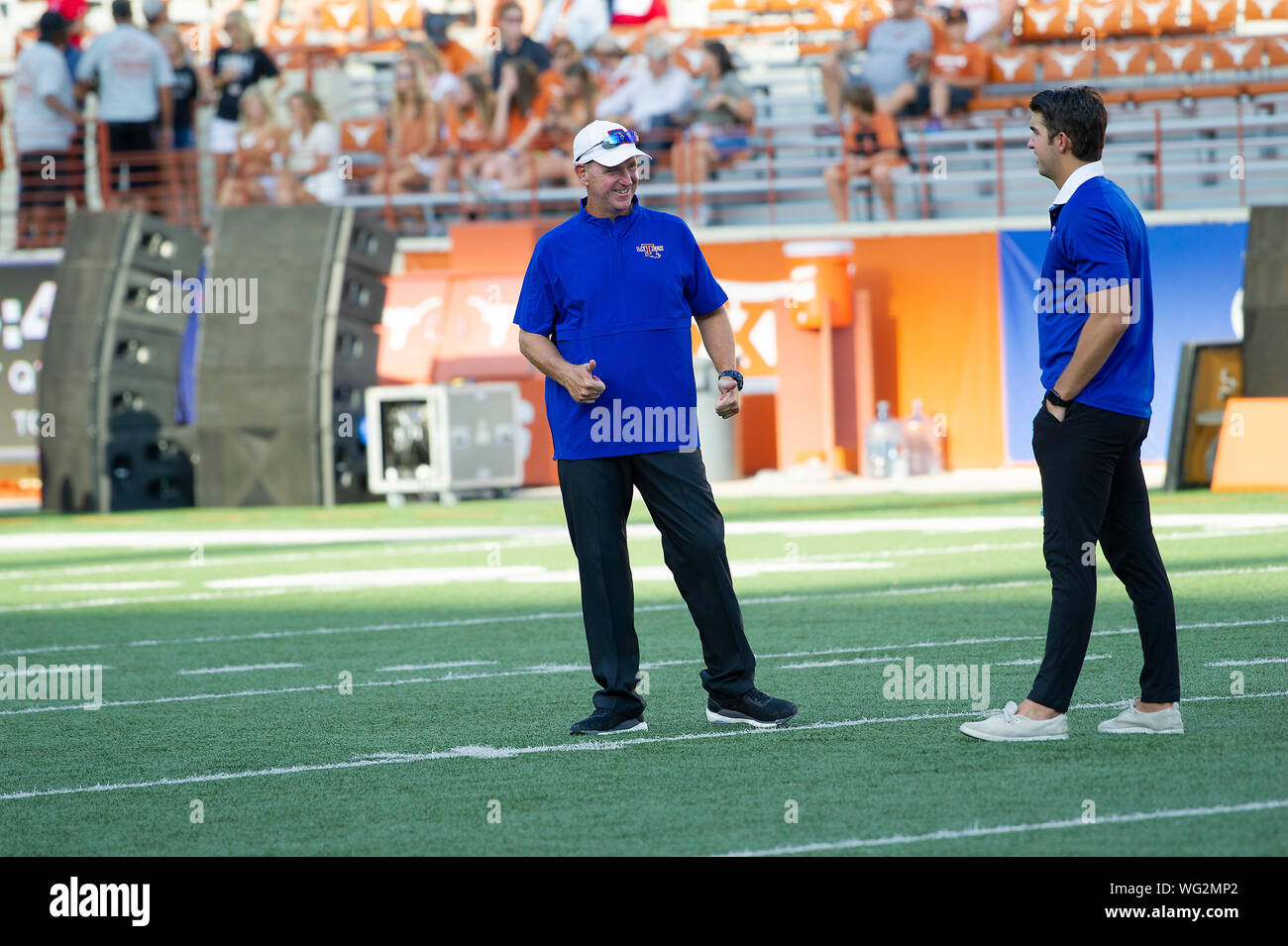 August 31, 2019: Louisiana Tech Head Coach Skip Holtz gives a thumbs up ...