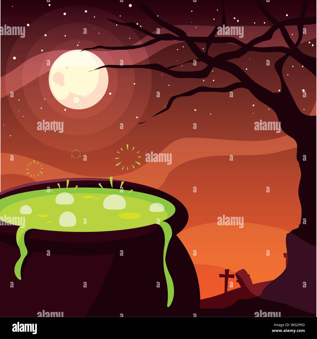 cauldron potion happy halloween celebration design vector illustration ...