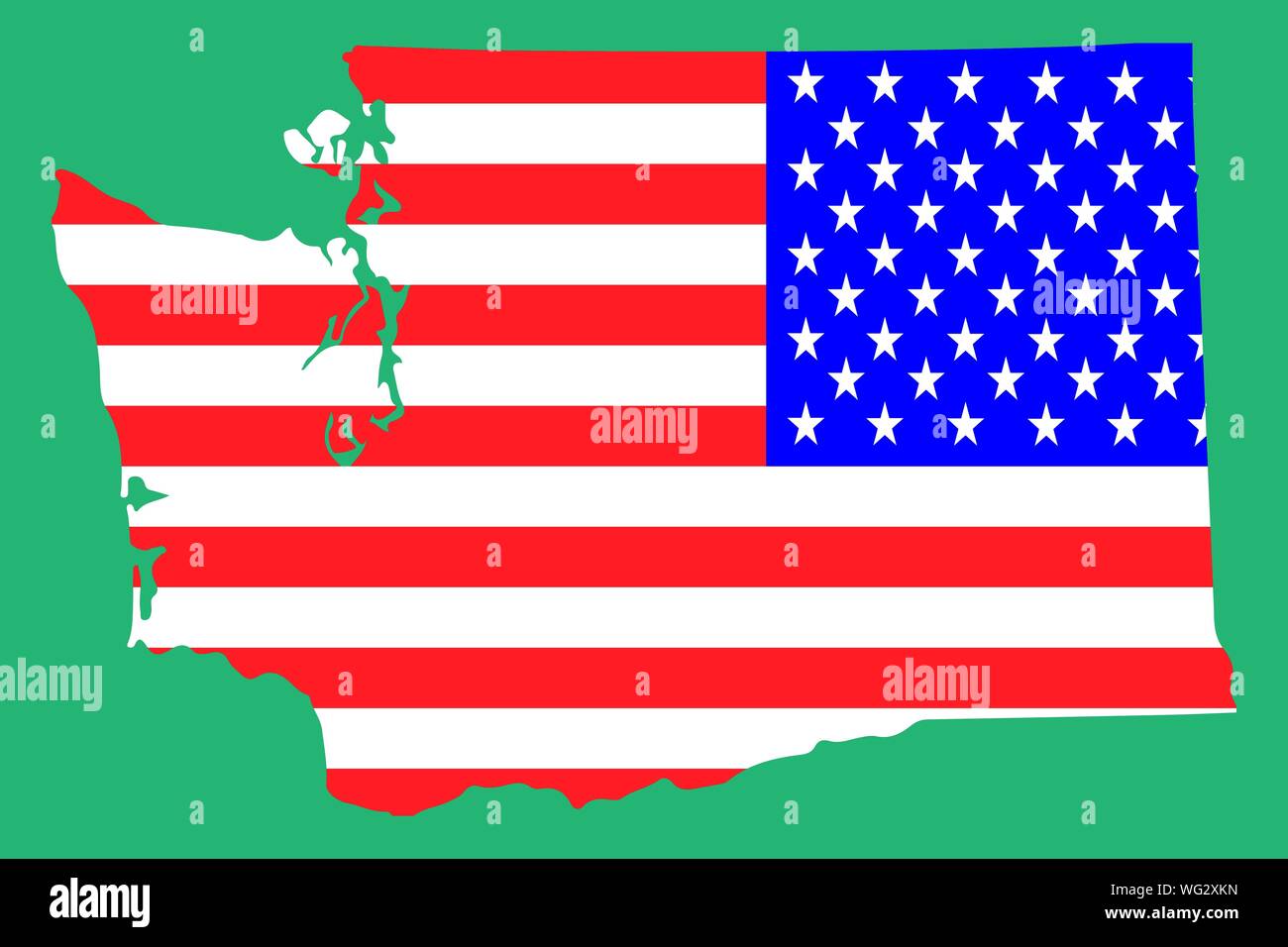 Map flag of the U.S. state of Washington on American Flag.Vector ...