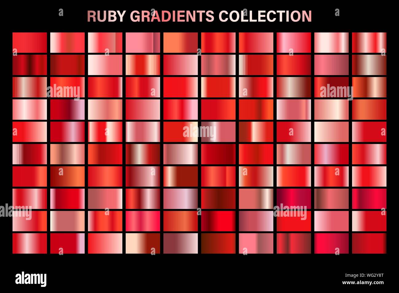 Red ruby glossy gradient, metal foil texture. Color swatch set ...